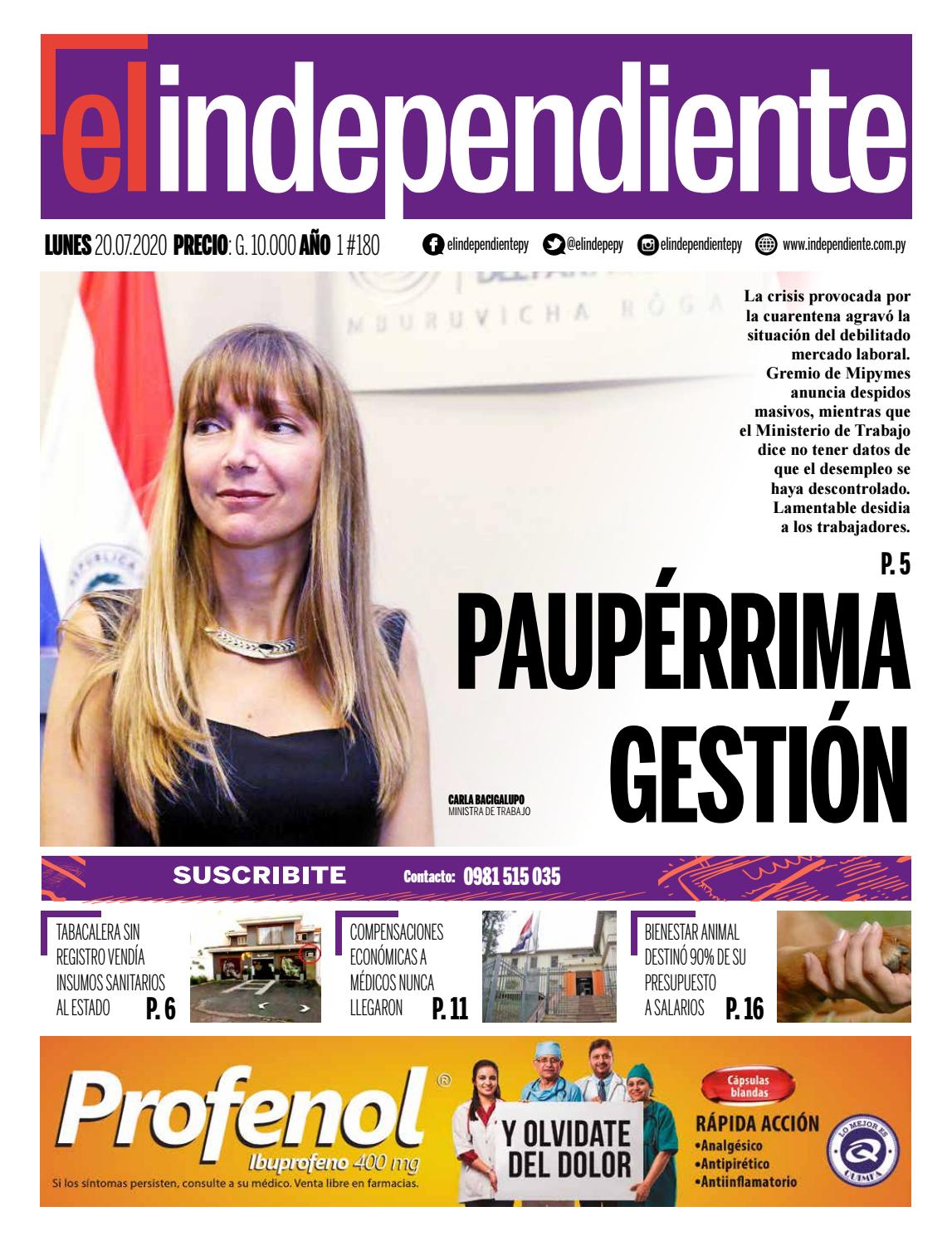El Independiente Edición 20-07-2020 by Editorial de Negocios S.A. - Issuu