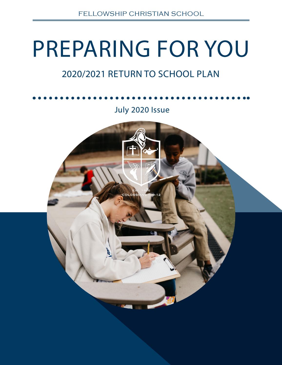 Return To School Plan - July 21 Issue by Fellowship Christian School ...