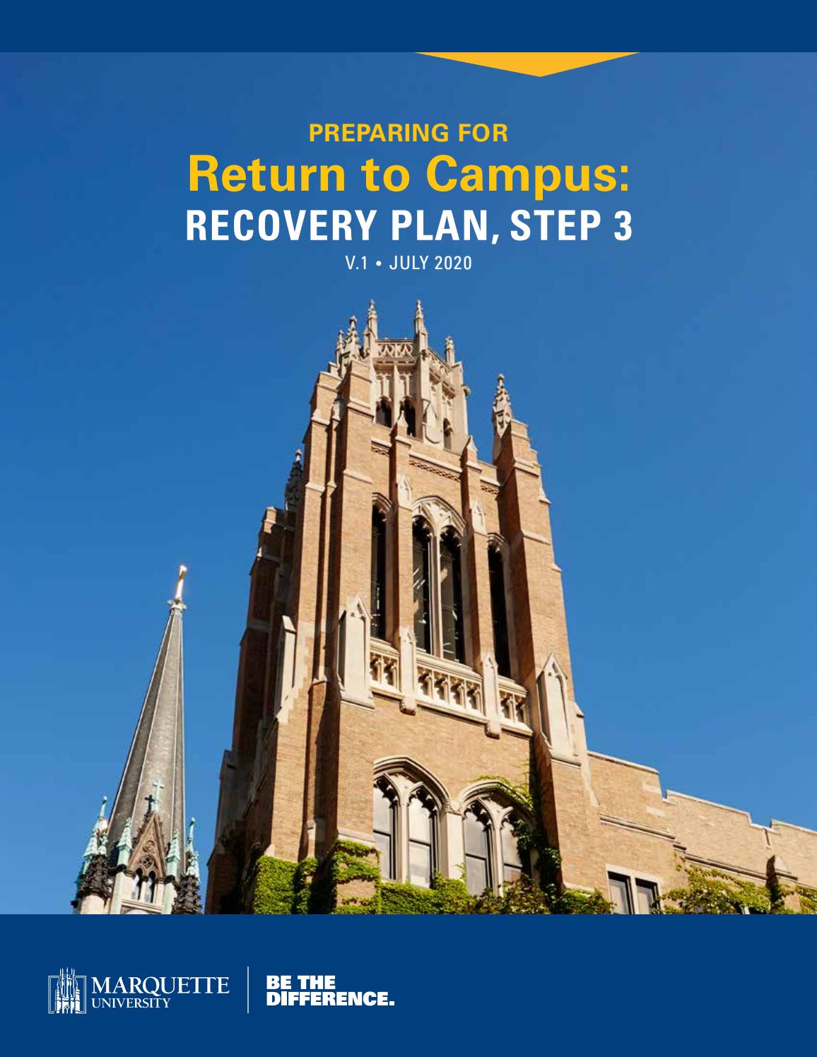 Preparing for Return to Campus: Recovery Plan, Step 3, v.1 by Marquette ...
