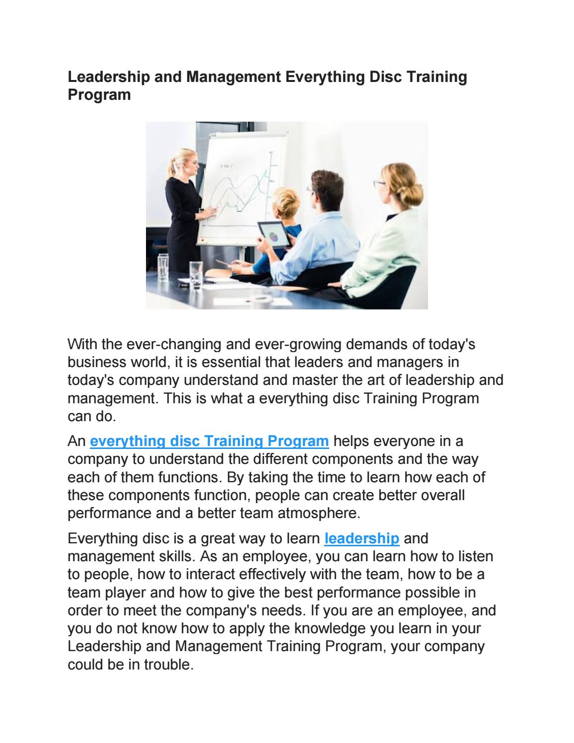 Everything Disc Training Program by kristine smith - Issuu