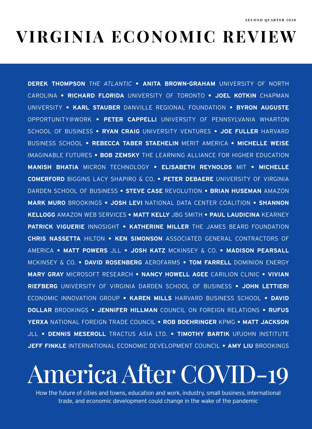 Virginia Economic Review: Second Quarter 2020 by vedpvirginia - Issuu