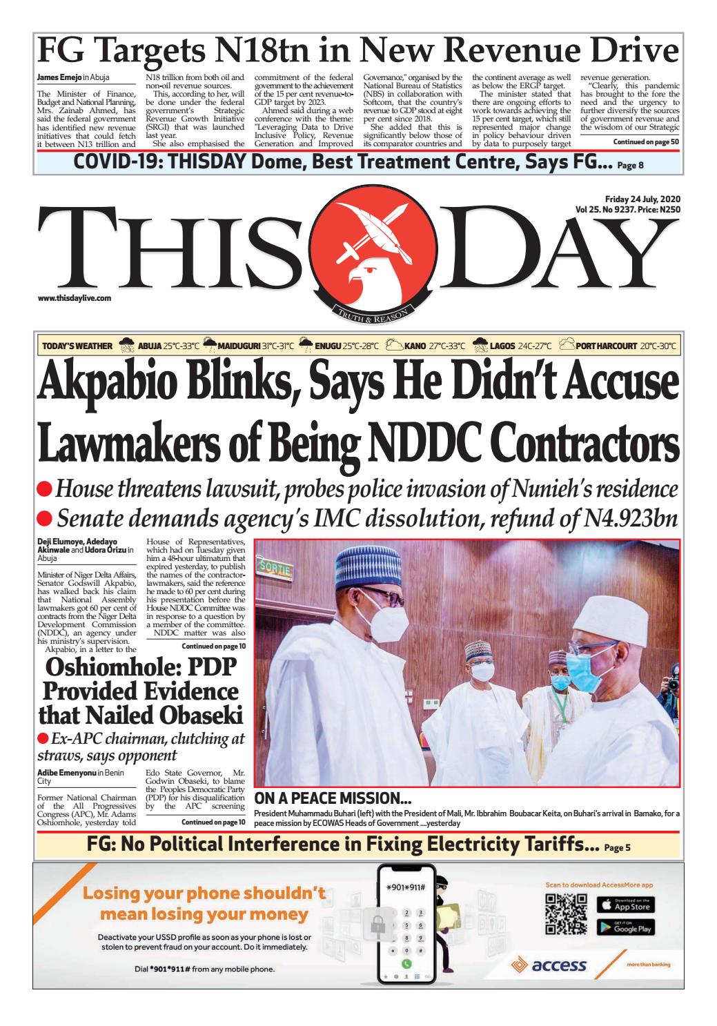 FRIDAY 24TH JULY 2020 by THISDAY Newspapers Ltd - Issuu
