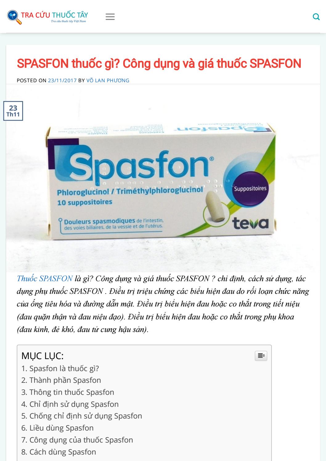 Spasfon 80mg - Thuốc điều trị co thắt đường tiêu hóa|Tracuuthuoctay by Tra Cứu Thuốc Tây - Issuu