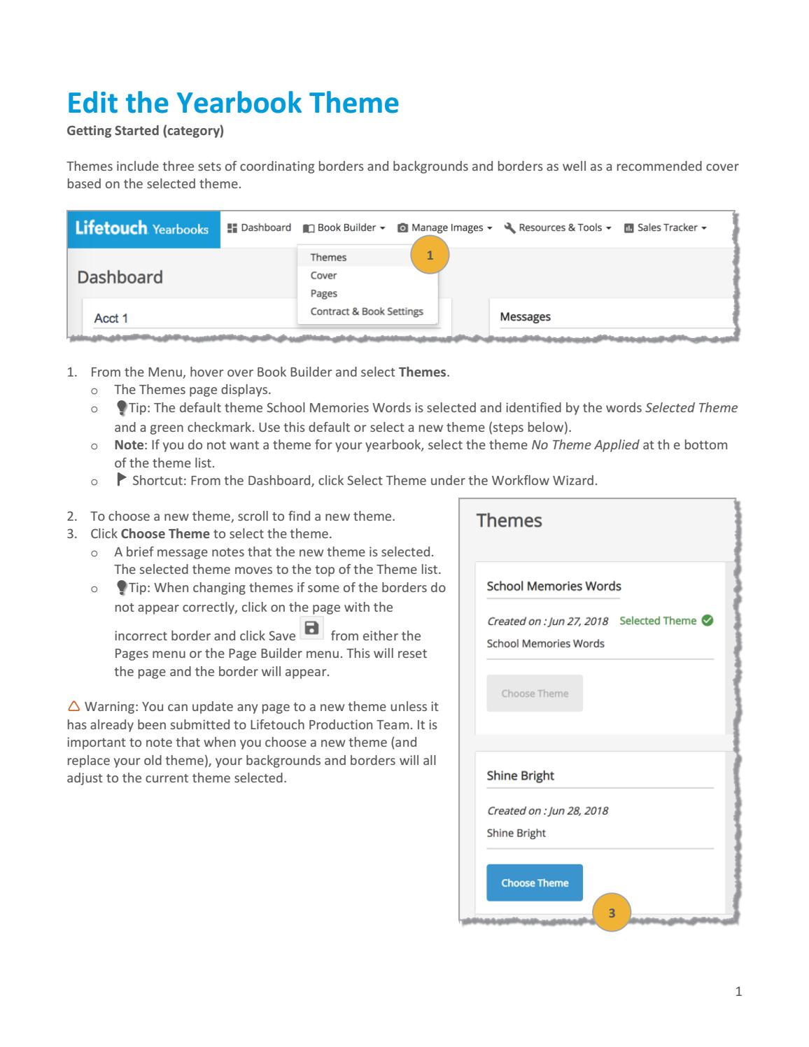 Edit the Yearbook Theme Help Topic by Lifetouch - Issuu