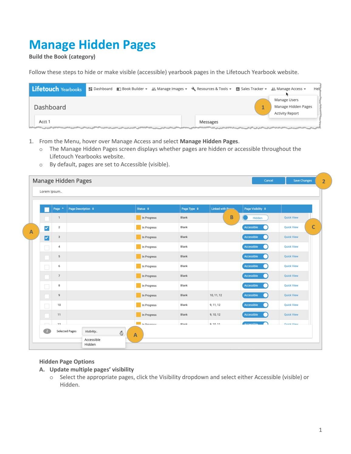Manage Hidden Pages Help Topic by Lifetouch - Issuu