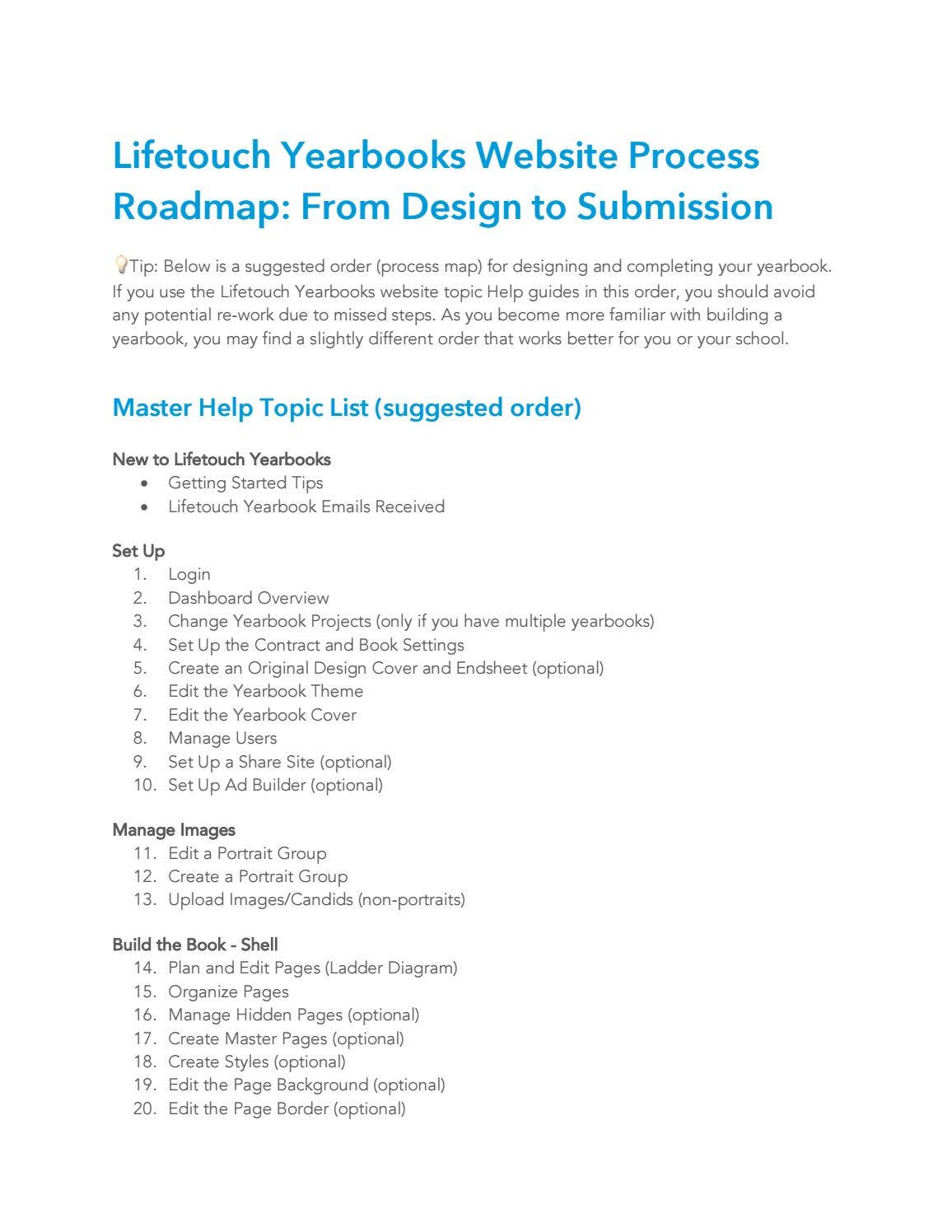 Lifetouch Yearbooks Website Process Roadmap by Lifetouch - Issuu
