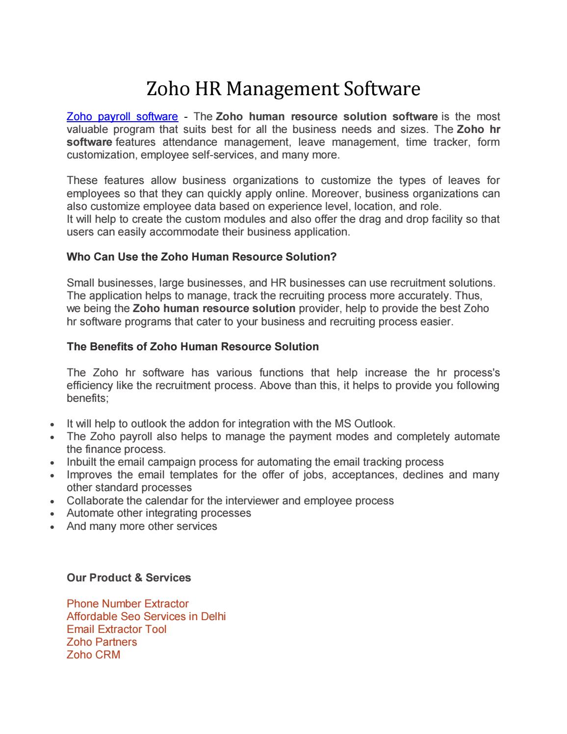 Zoho HR Management Software by India Database Company - Issuu