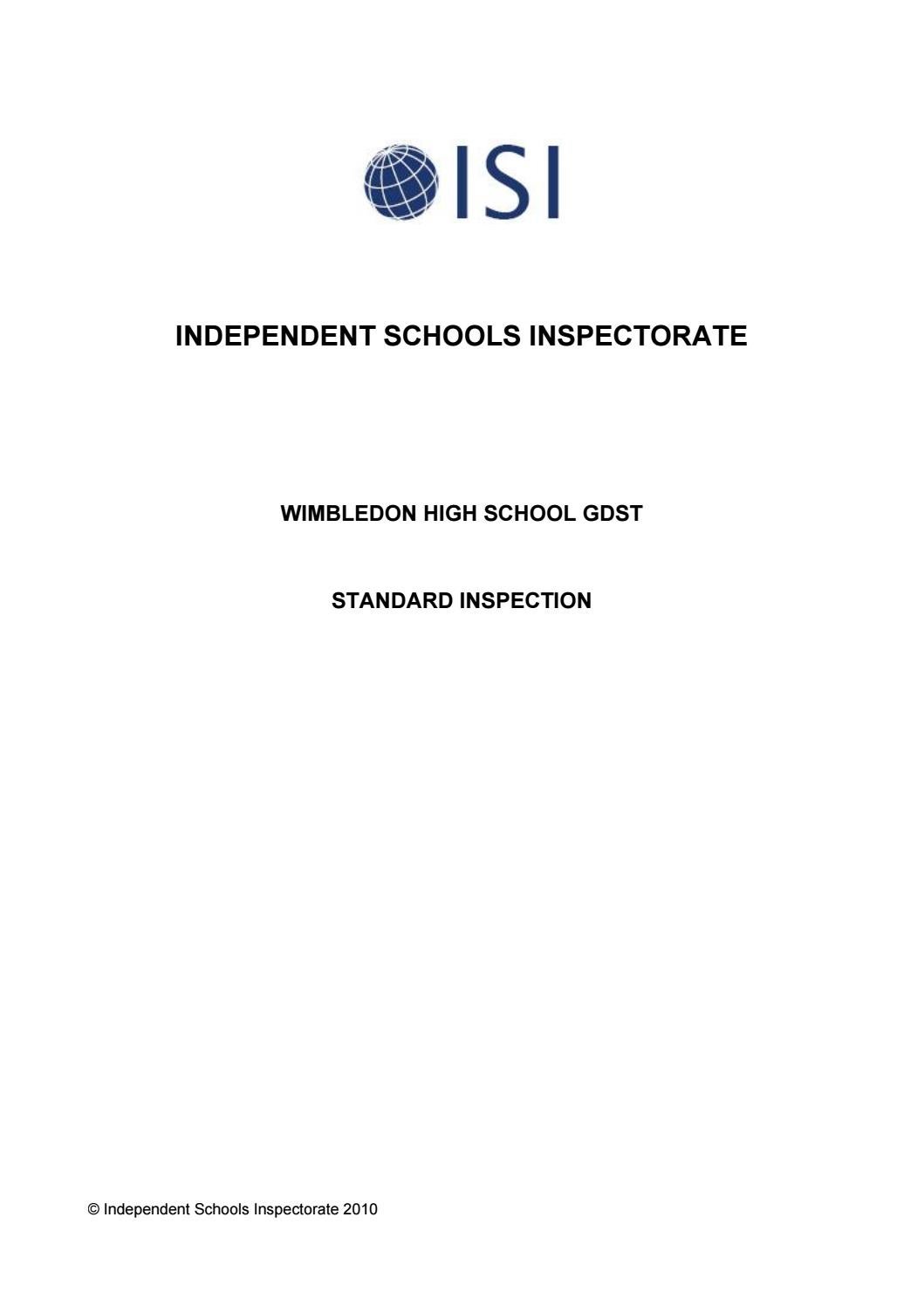 ISI Report WHS 2010 by Wimbledon High School - Issuu