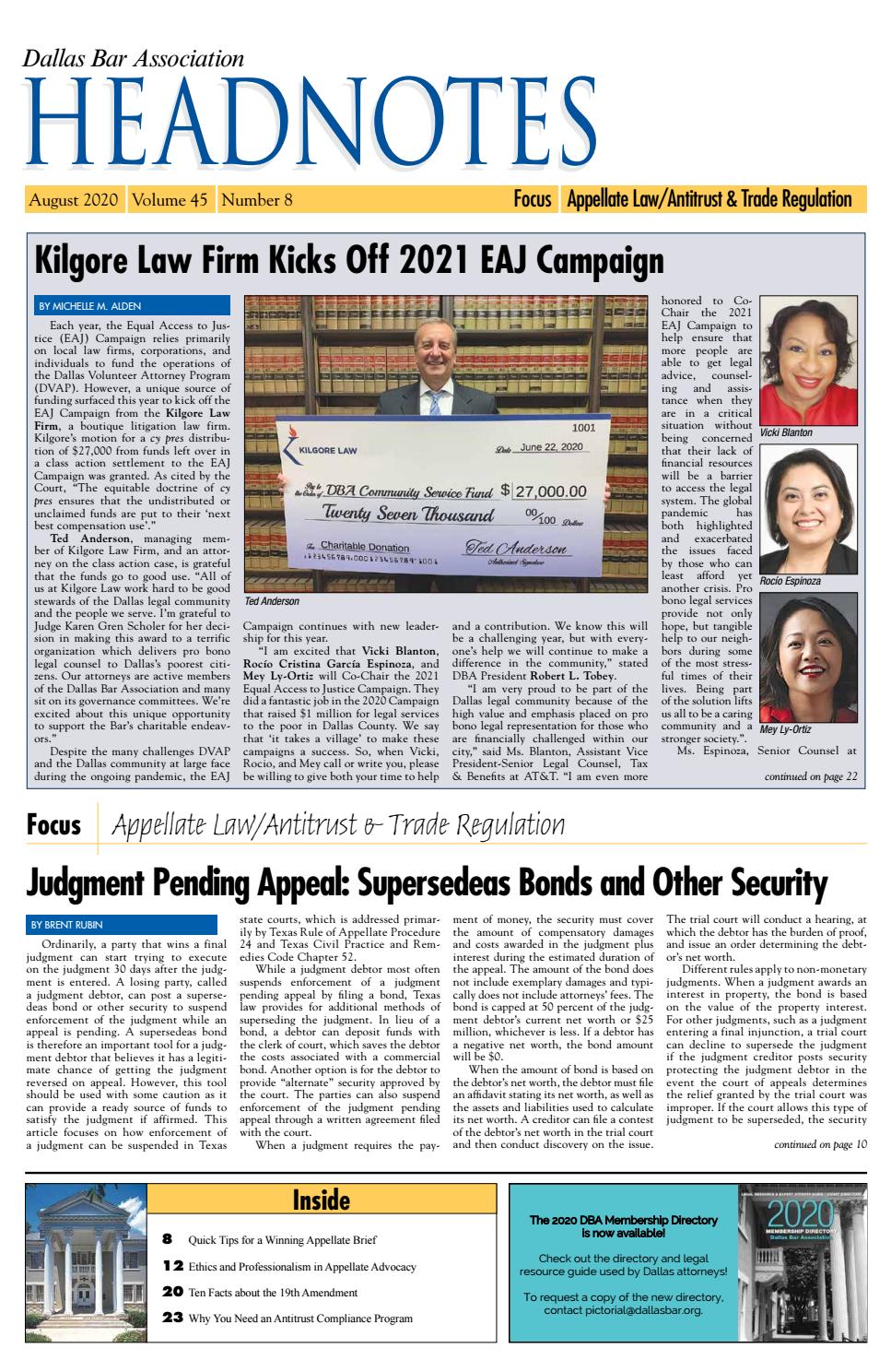 August 2020 Headnotes: Appellate Law/Antitrust & Trade Regulation by ...