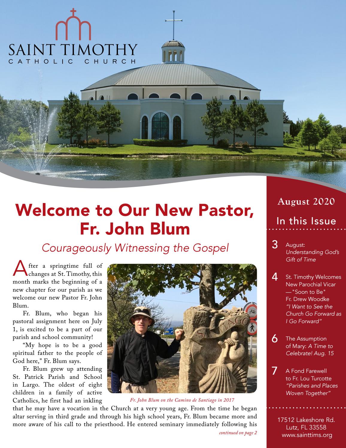St. Timothy Catholic Church Newsletter — August 2020 by Catholic ...