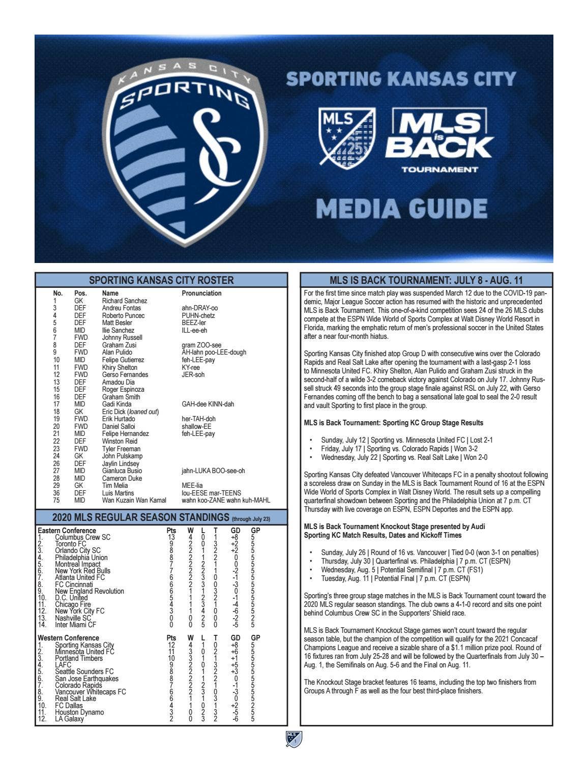 Sporting KC Media Guide: MLS is Back Tournament by Sporting Kansas City ...