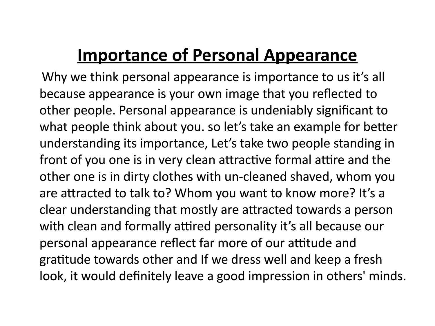 Importance of Personal Appearance by vlccinstitute - Issuu