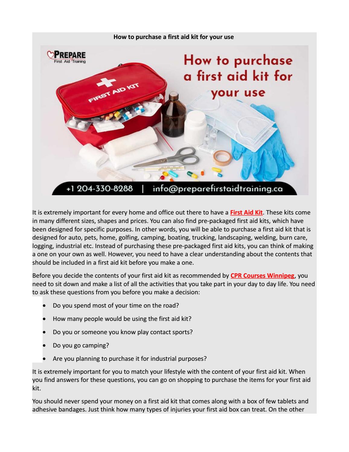 How to purchase a first aid kit for your use by Prepare First Aid ...