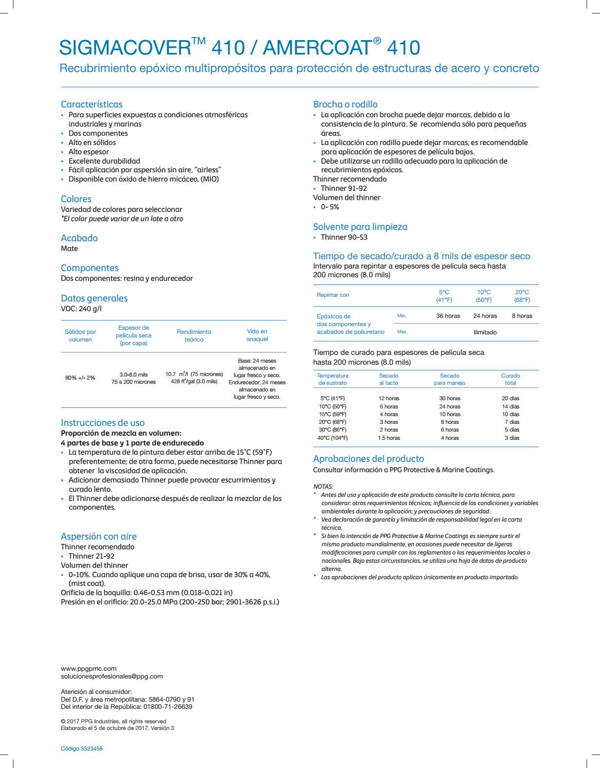 PPG Sigmacover 410 MIO Ficha Comercial by www.ppgpmc.com - Issuu