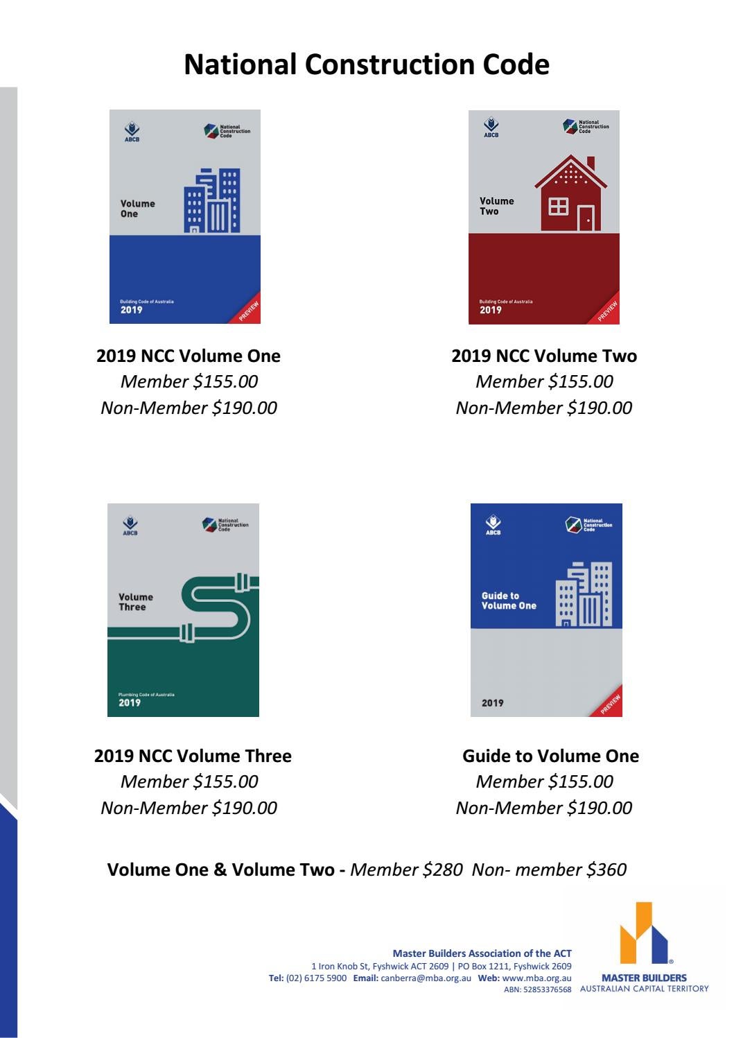 2019 National Construction Code Volumes 1-3 by Master Builders ACT - Issuu