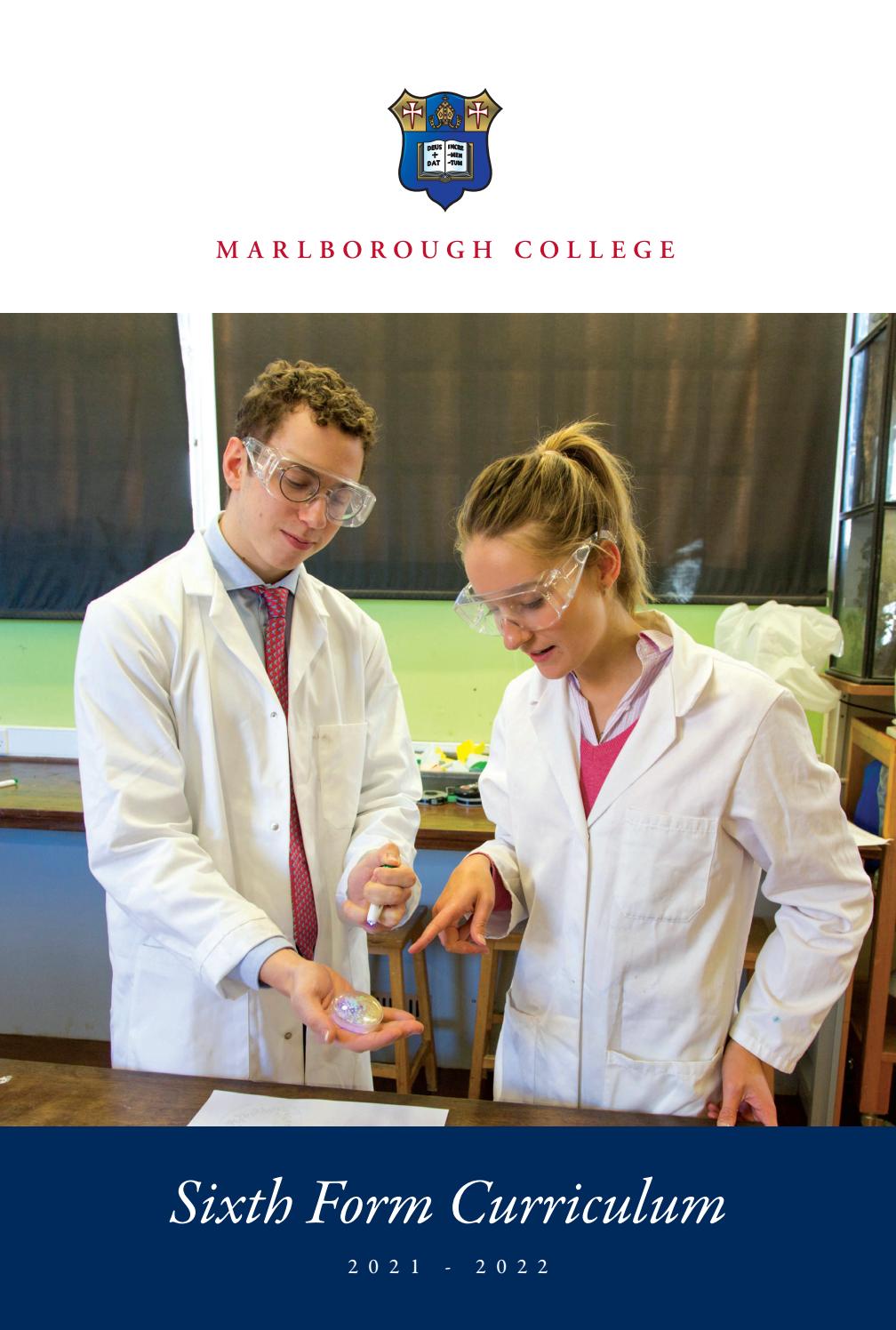 Sixth Form Curriculum Booklet 2021-2022 by Marlborough College - Issuu