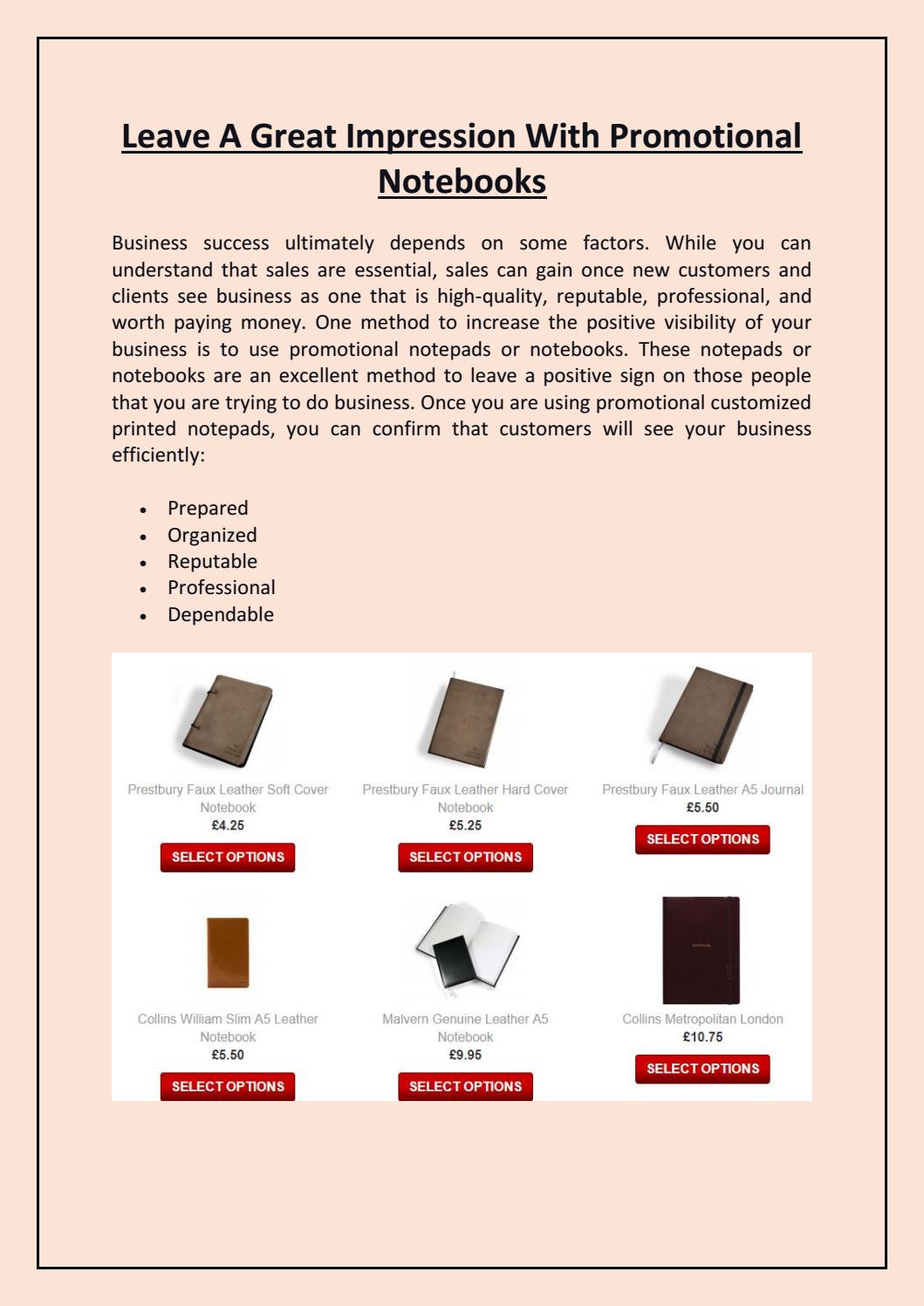 Leave A Great Impression With Promotional Notebooks by Brandedpads - Issuu