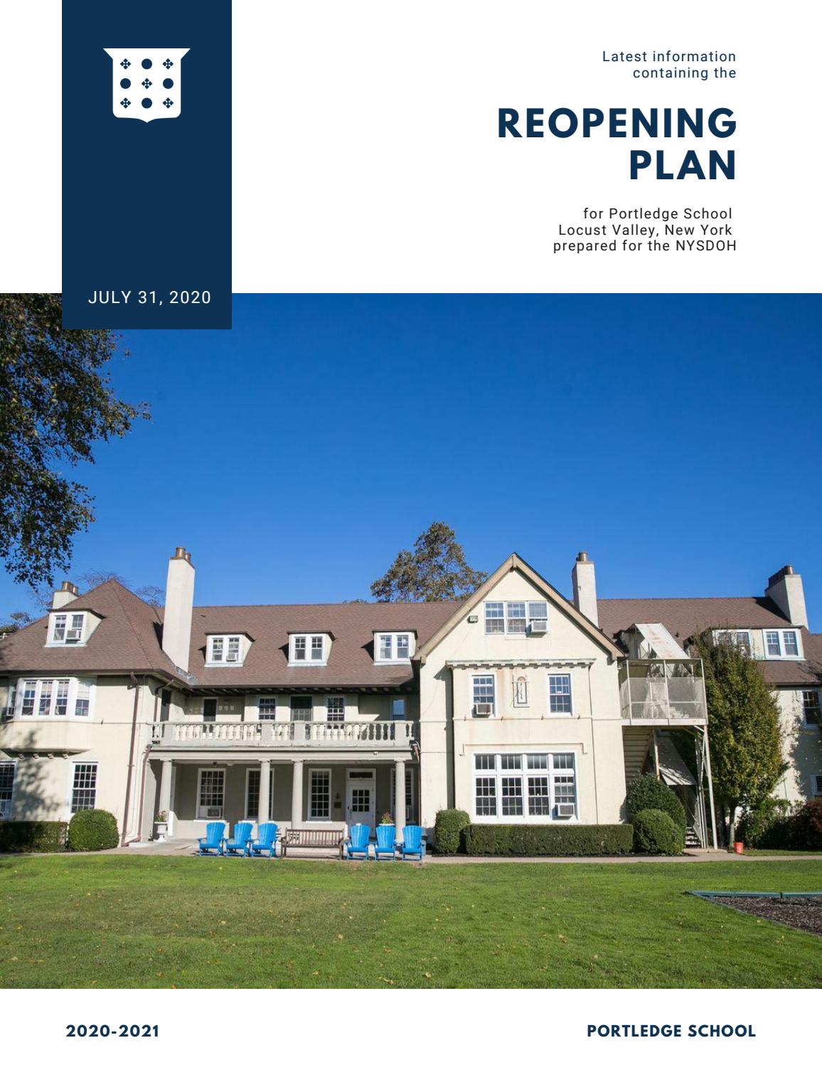 Portledge Reopening Plan Submitted to DOH, July 31, 2020 by Portledge ...