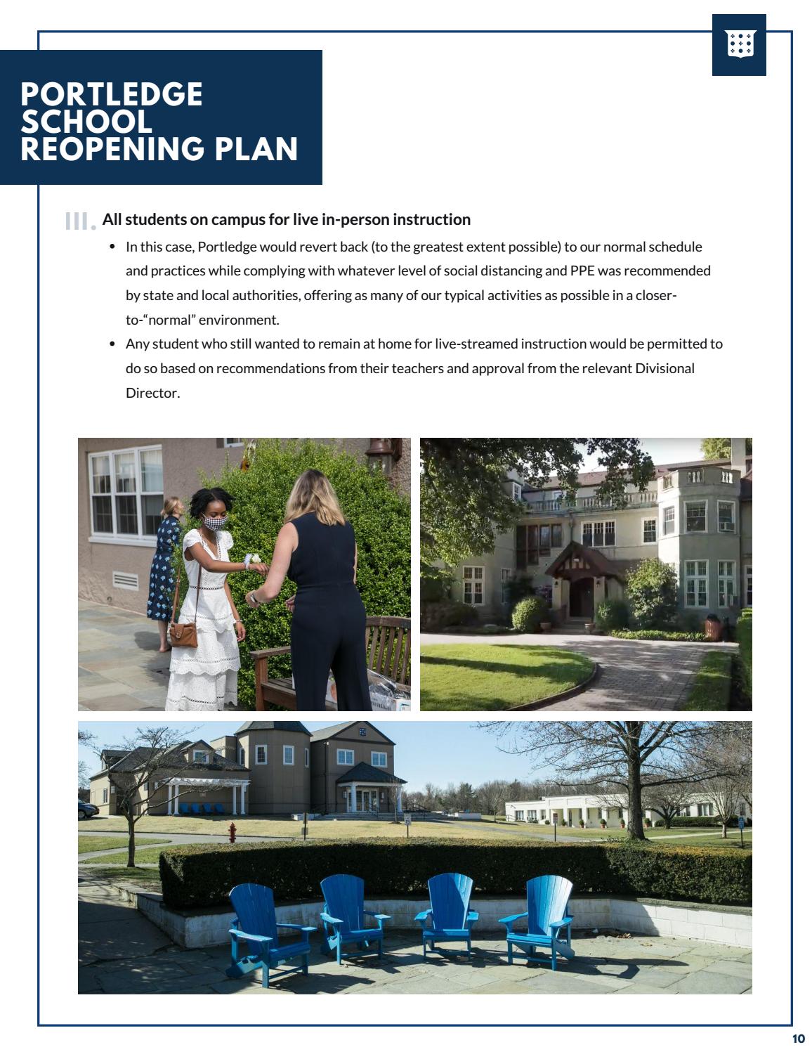 Portledge Reopening Plan Submitted to DOH, July 31, 2020 by Portledge ...