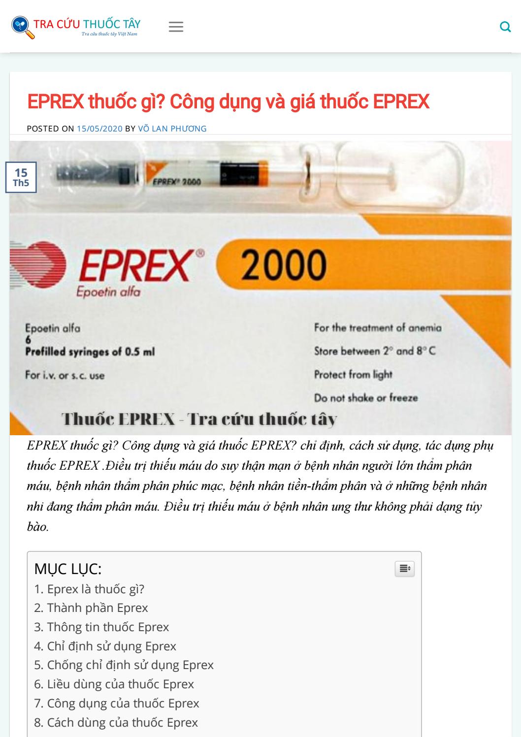 Eprex Prefill 4000Iu (Hộp)|Tracuuthuoctay by Tra Cứu Thuốc Tây - Issuu