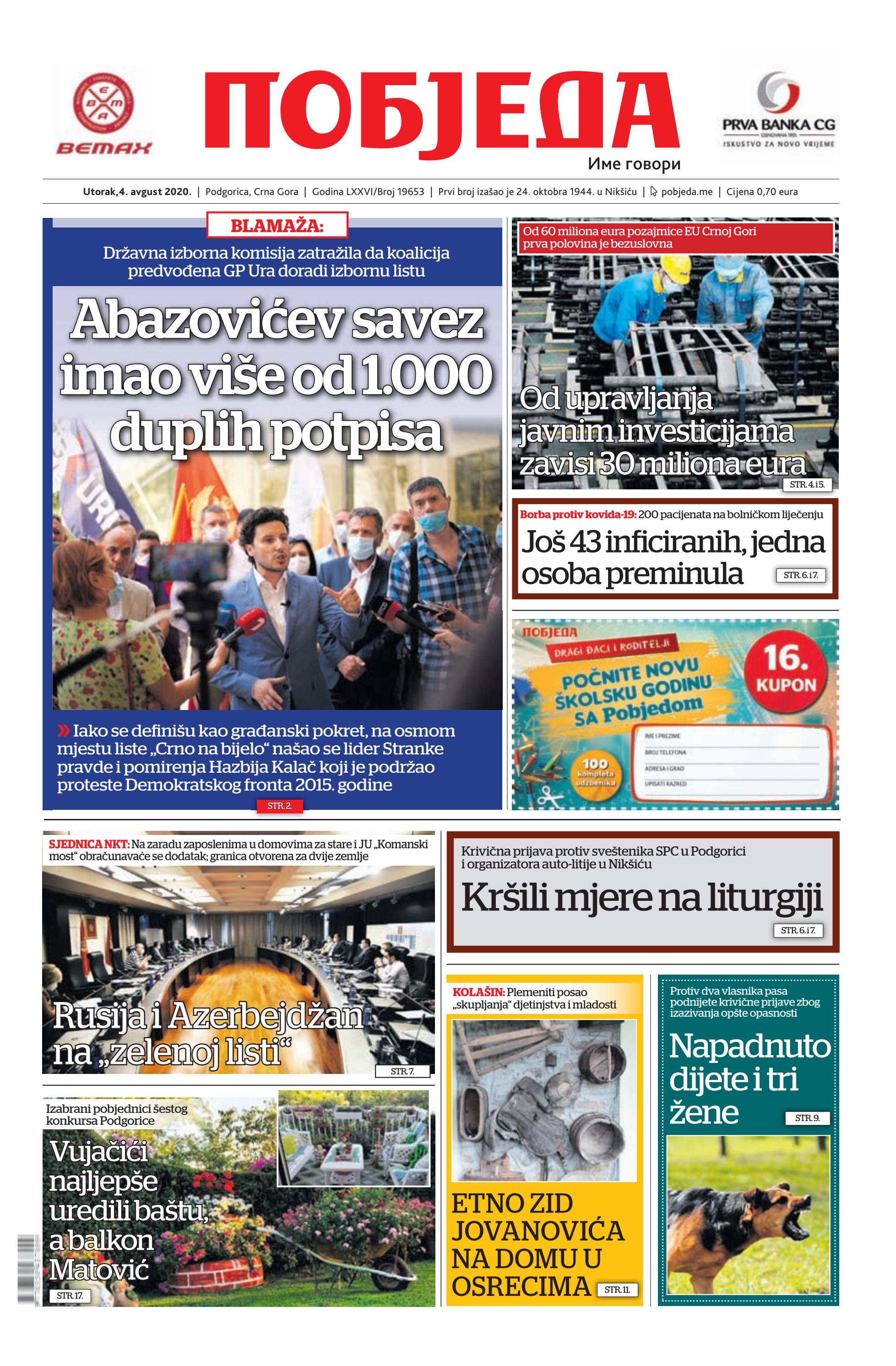 Dnevni list Pobjeda 04.08.2020. by Pobjeda - Issuu
