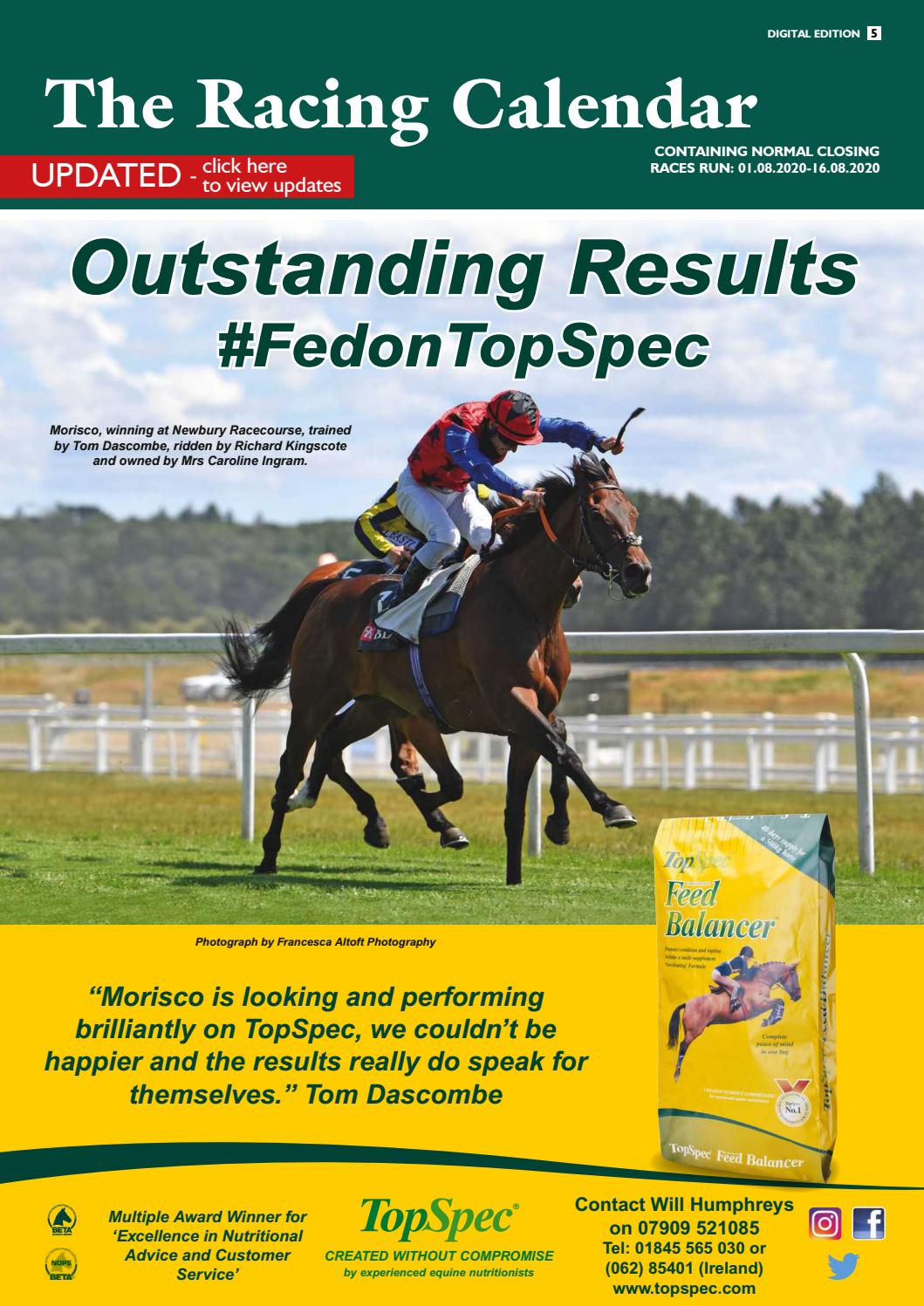 Racing Calendar 1st-16th August 2020 by Weatherbys - Issuu