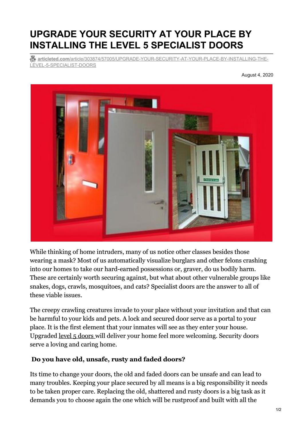 KEEP INTRUDERS OUT OF YOUR PLACE BY INSTALLING LEVEL 5 DOORS by Steel ...