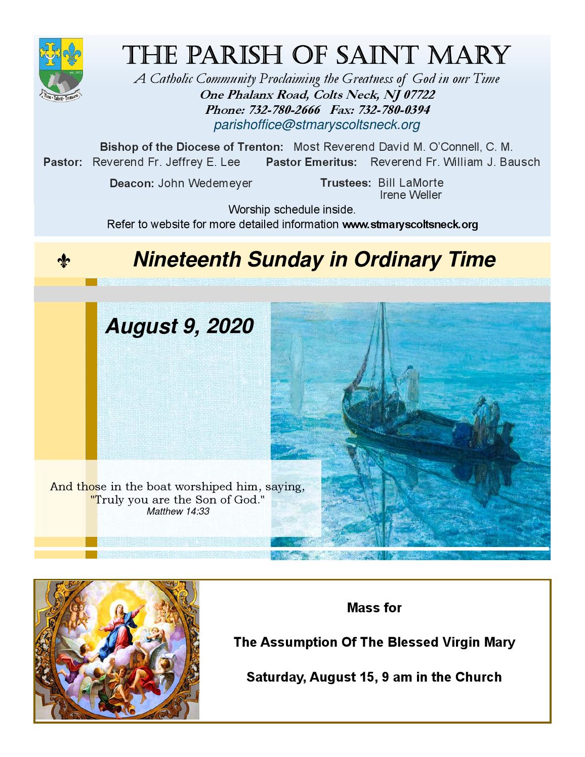 Bulletin for August 9, 2020 by The Parish of Saint Mary - Issuu