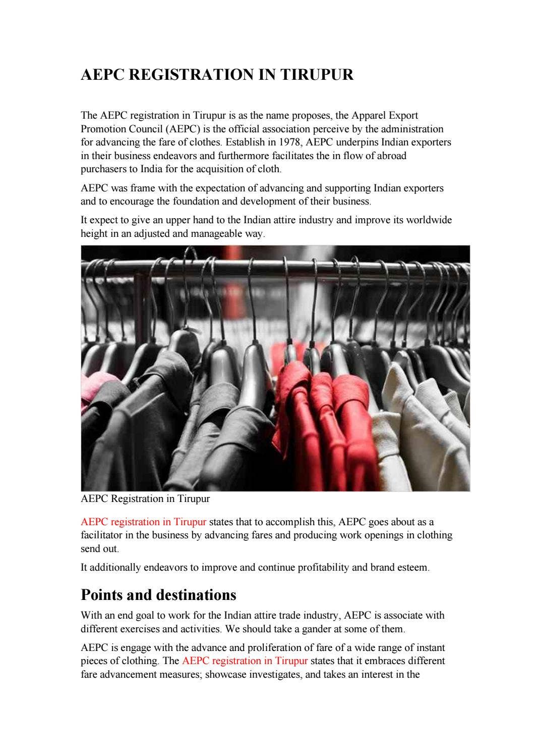 Aepc registration in Tirupur by smartcorp business solution - Issuu