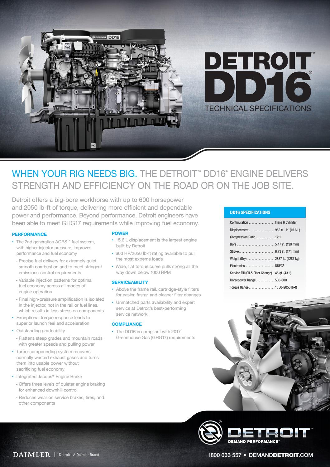 Detroit DD16 Engine Spec Sheet by daimlertrucks_aftersales - Issuu