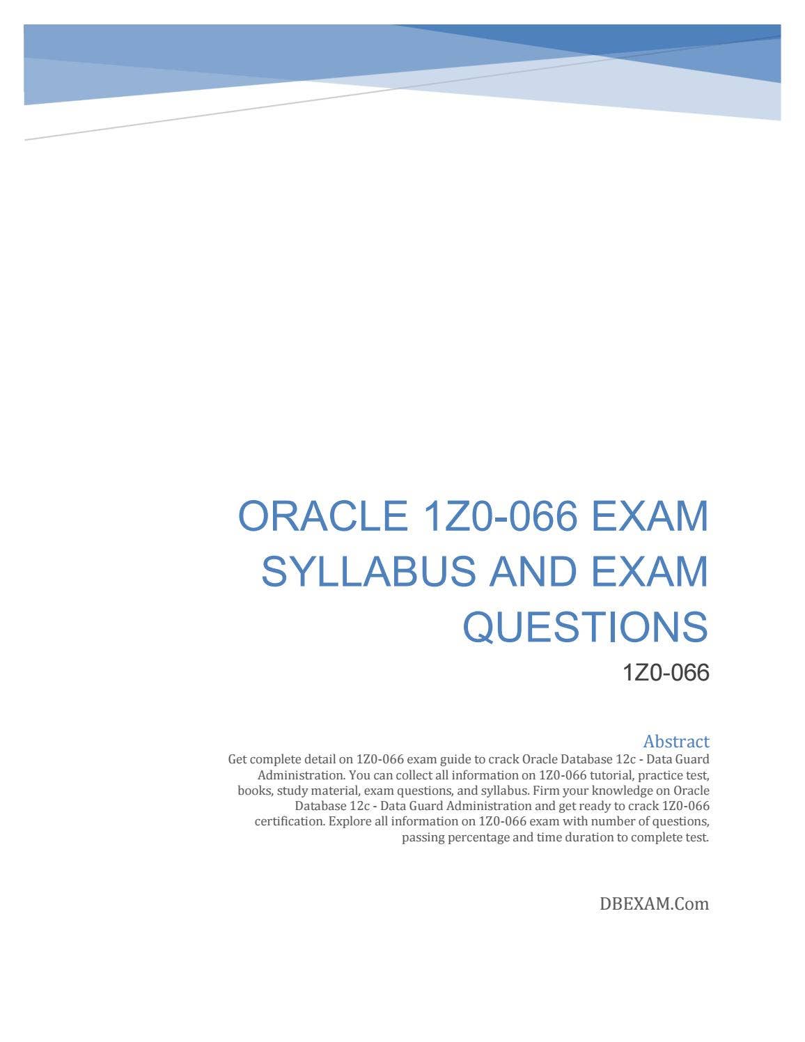 [LATEST] Oracle 1Z0-066 Exam Syllabus and Exam Questions by Alice ...