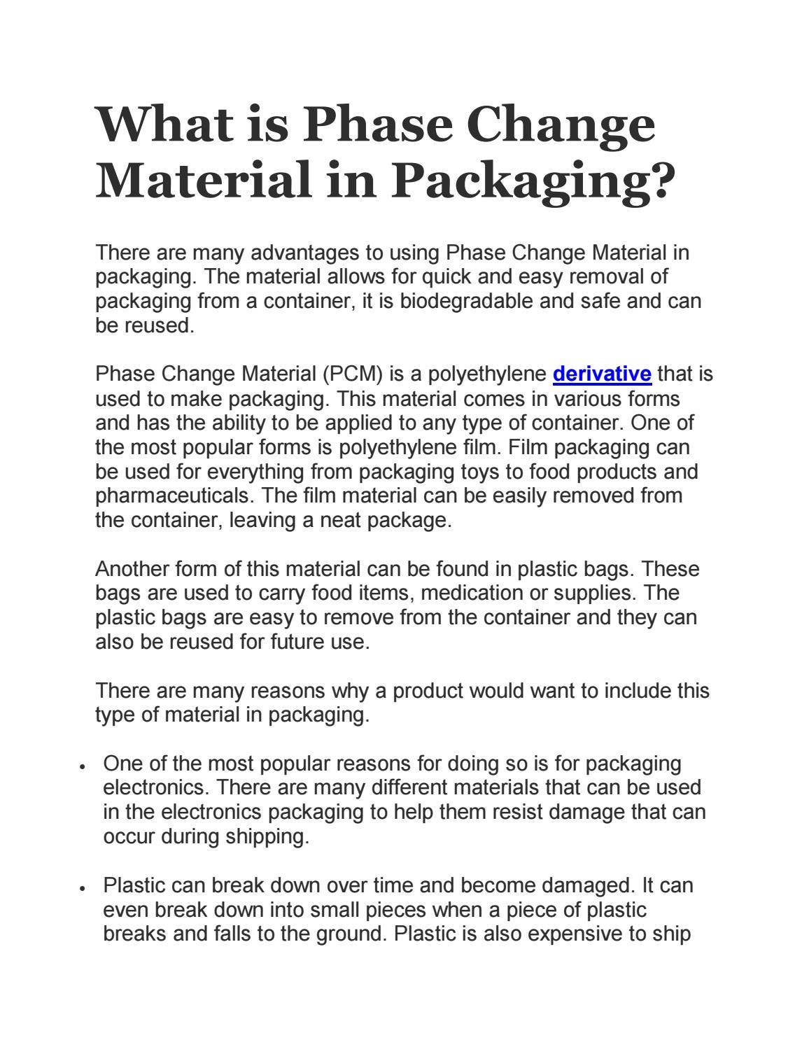 What is Phase Change Material in Packaging? by Jonathan Smith - Issuu