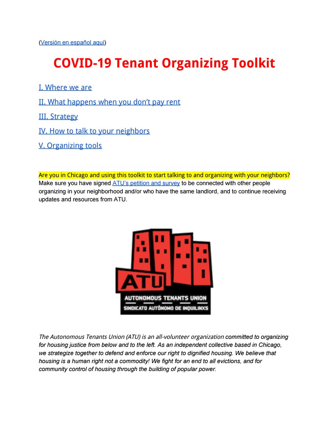 COVID-19 Tenant Organizing Toolkit by ATUChicago - Issuu