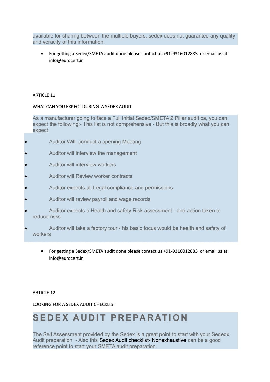 LOOKING FOR A SEDEX AUDIT CHECKLIST SEDEX AUDIT PREPARATION by Favorite ...