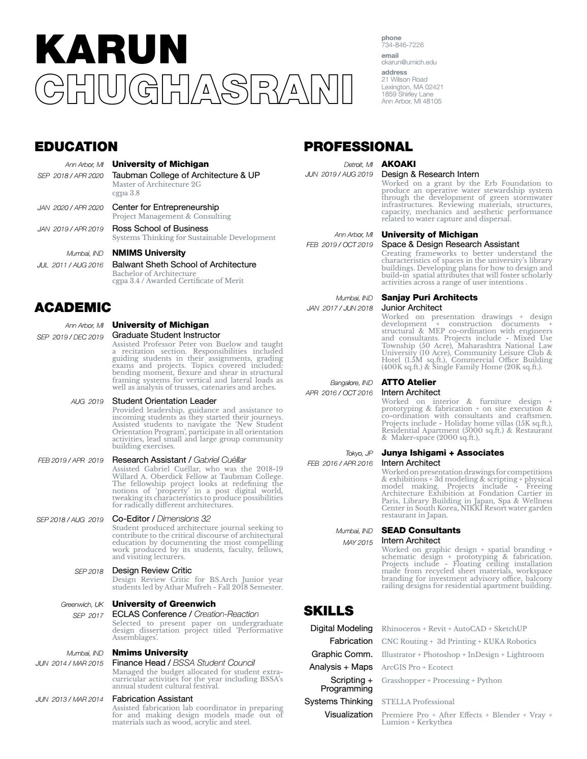 Karun Chughasrani Resume 2020 by Karun - Issuu