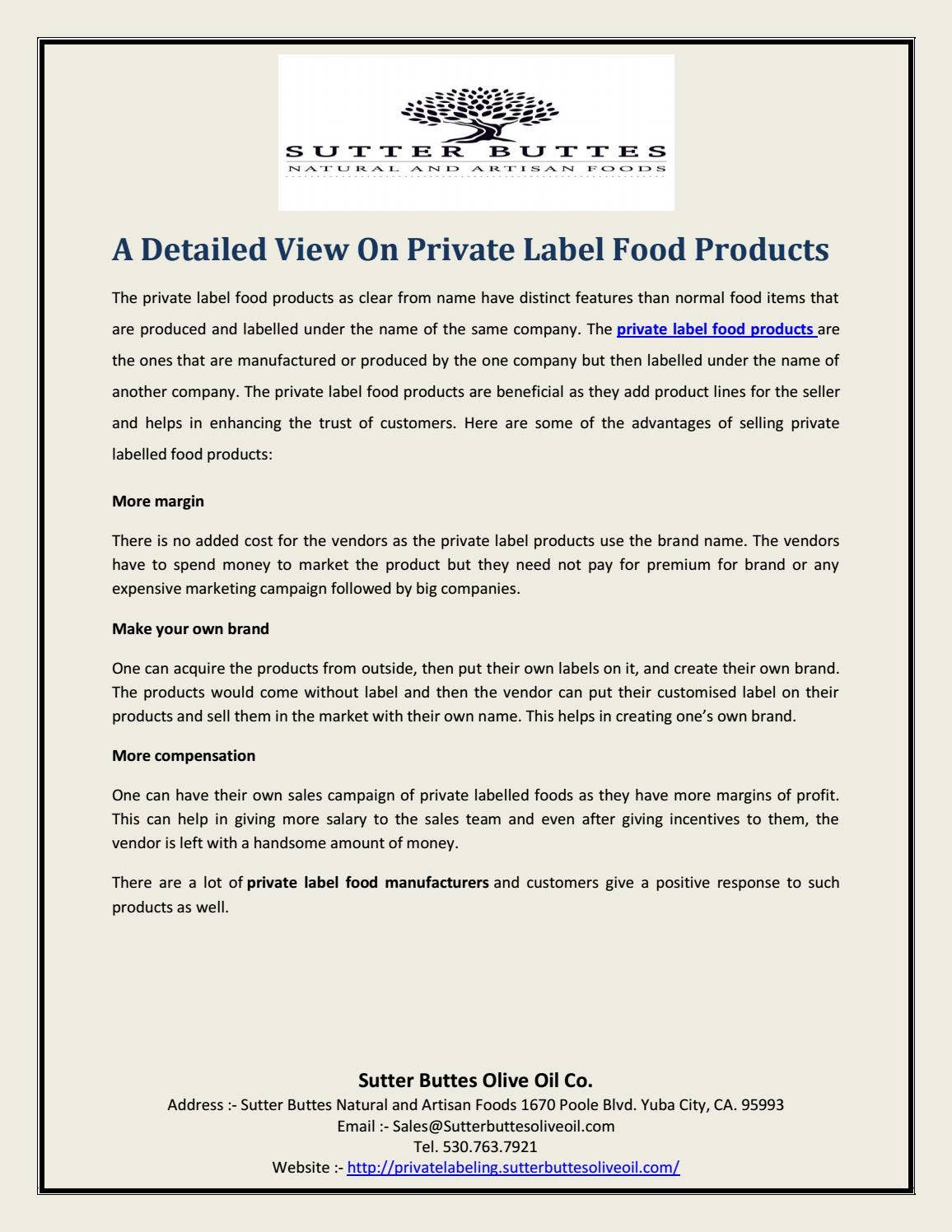 A Detailed View On Private Label Food Products by Sutter Buttes Olive ...