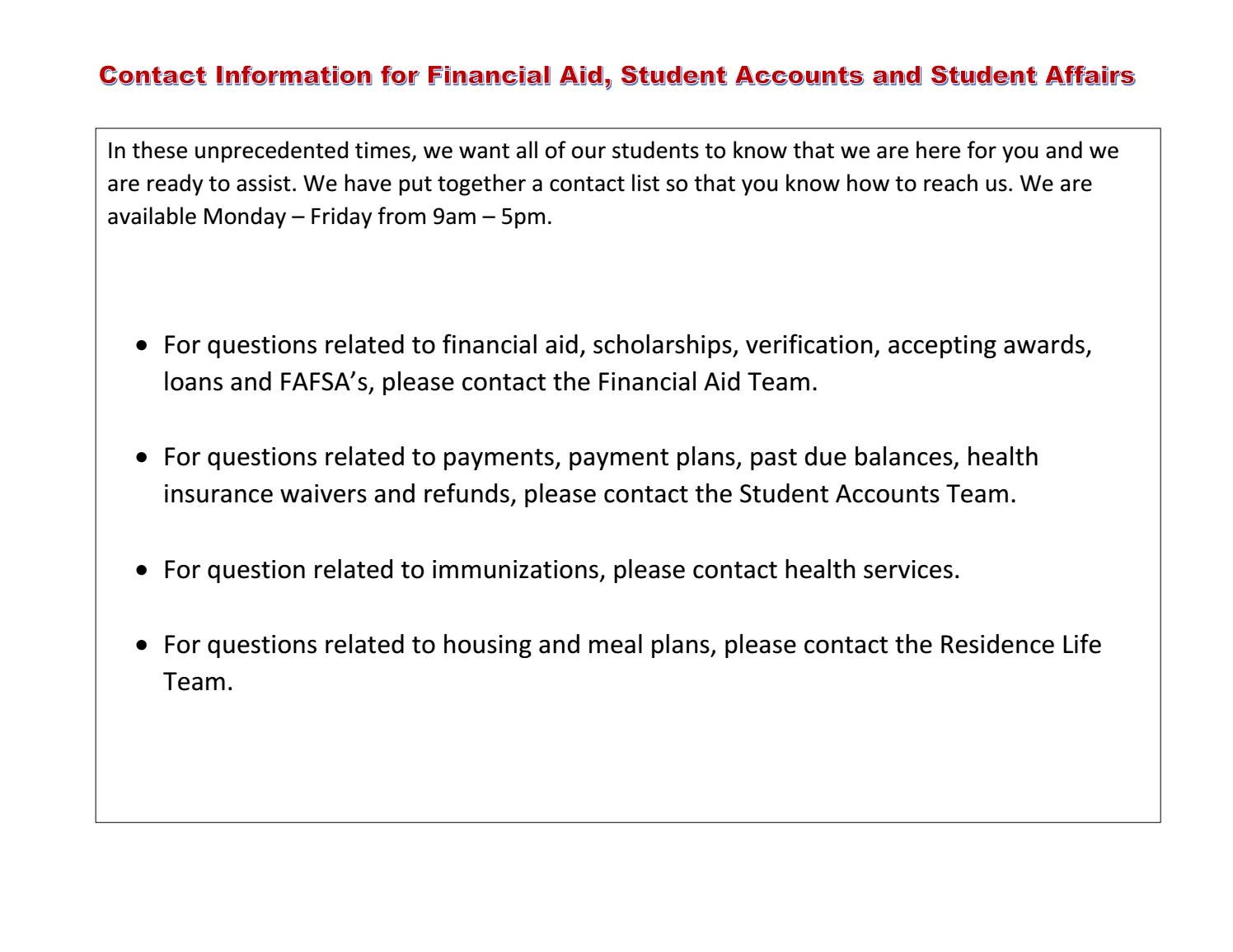 CAU Financial Aid Contact Information by Clark Atlanta University - Issuu