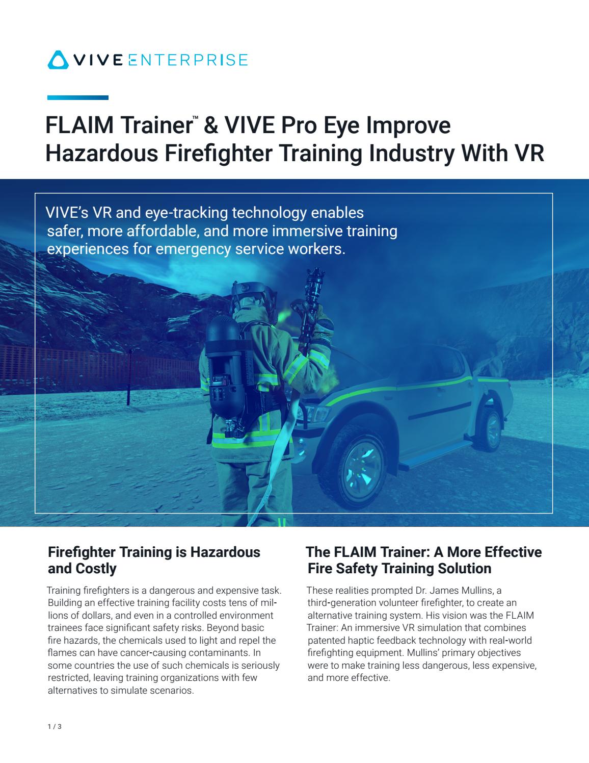 FLAIM Trainer™ & VIVE Pro Eye Improve Hazardous Firefighter Training ...