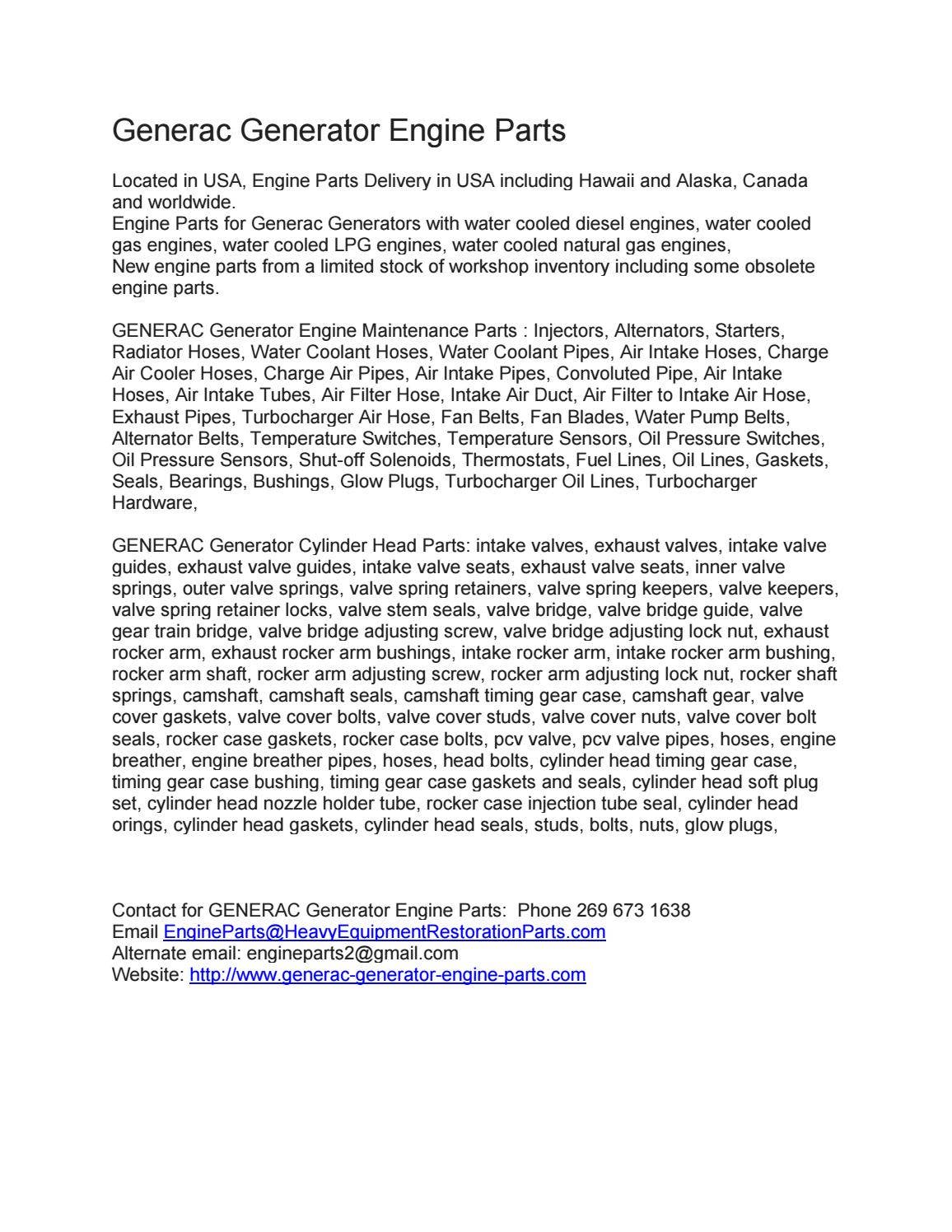 Generac Generator Engine Parts, by engineparts2 - Issuu