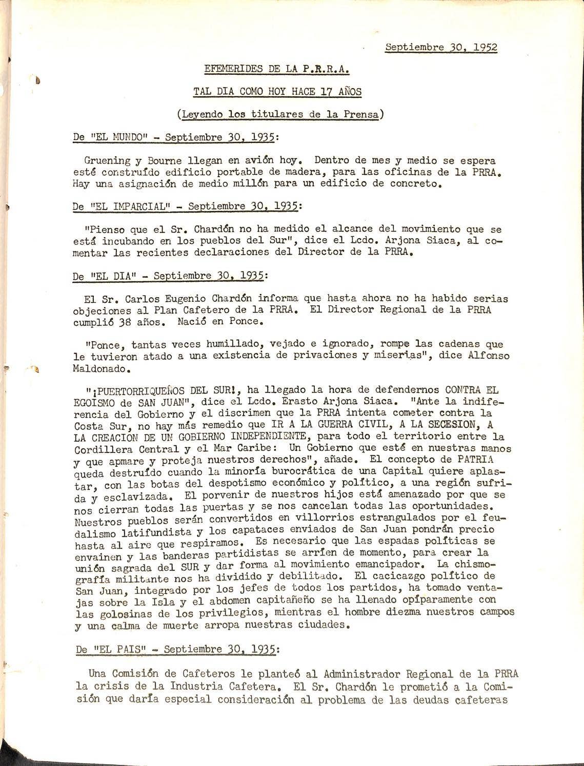 La PRRA según la prensa puertorriqueña, Tomo I (1935) by La Colección ...