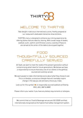 Menu: THIRTY8 Special A La Carte Menu by Grand Hyatt Kuala Lumpur - Issuu