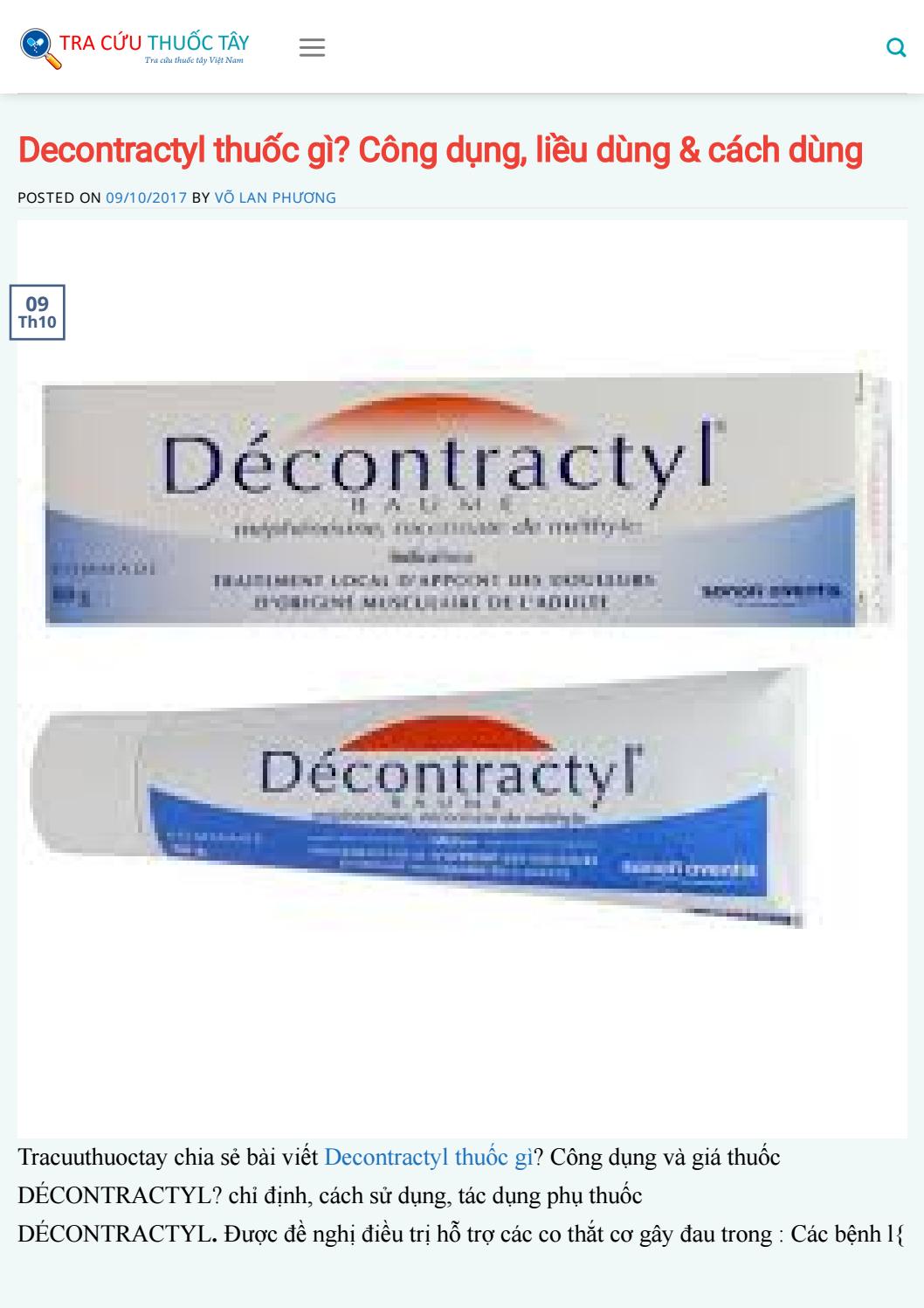 Thuốc Decontractyl là thuốc gì? Liều dùng và giá thuốc |Tracuuthuoctay ...