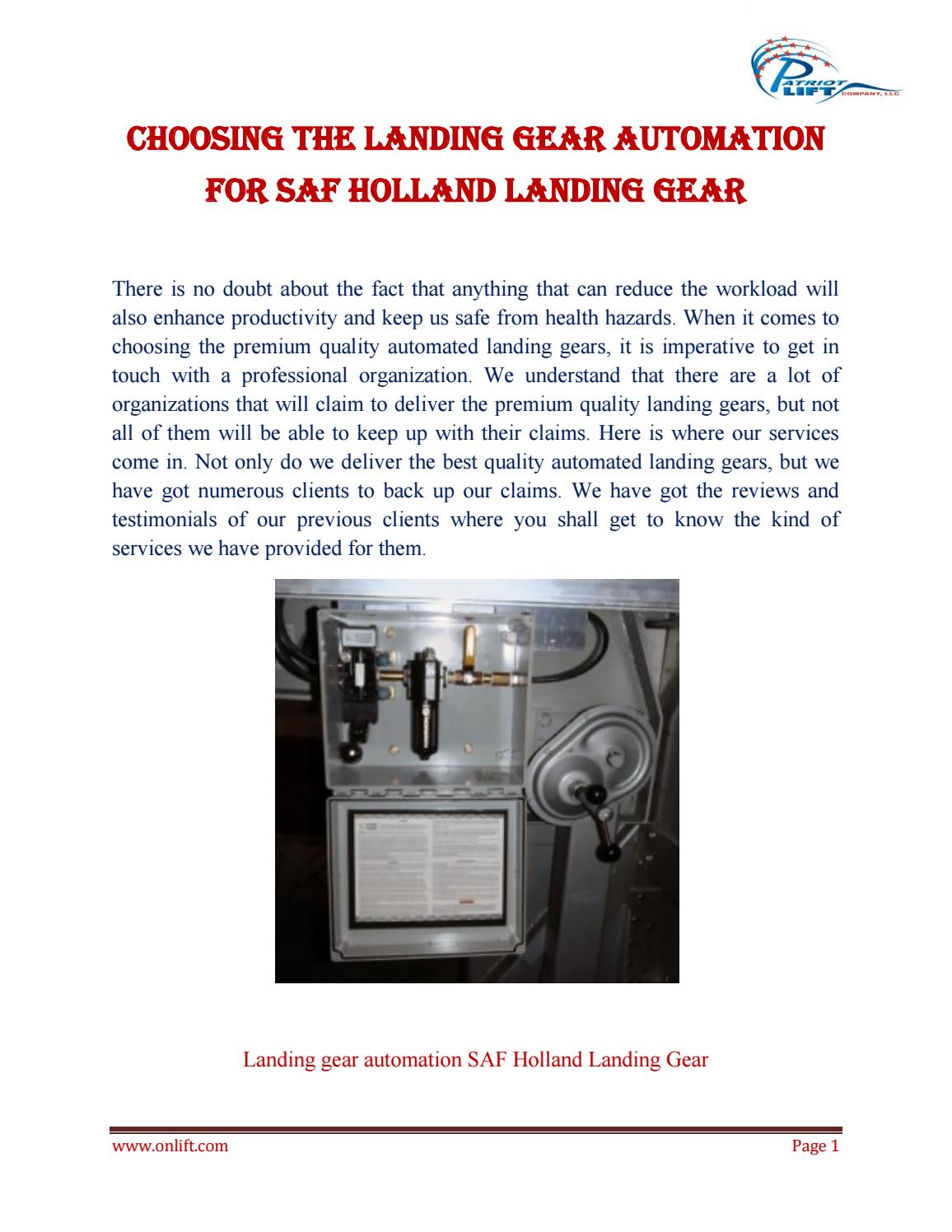 Choosing the Landing gear automation for SAF HOLLAND LANDING GEAR by ON ...