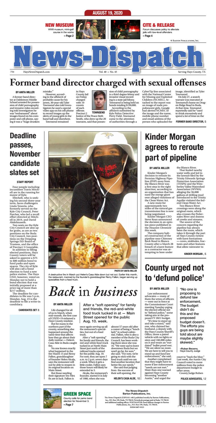 August 19, 2020 News-Dispatch by Hays Free Press/News-Dispatch - Issuu