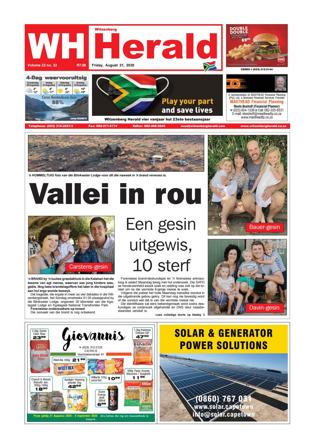 Witzenberg Herald Vol.23 no.32 (Online Weergawe) by Witzenberg Herald ...