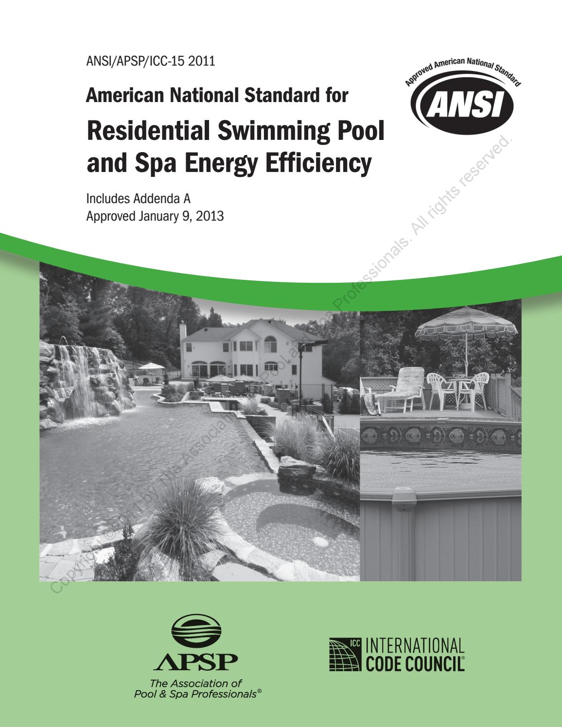 ANSI/APSP/ICC-15 2011 American National Standard for Residential ...