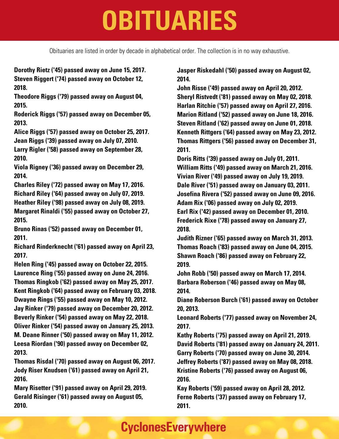 2010-2019 Obituaries by Iowa State University Alumni Association - Issuu