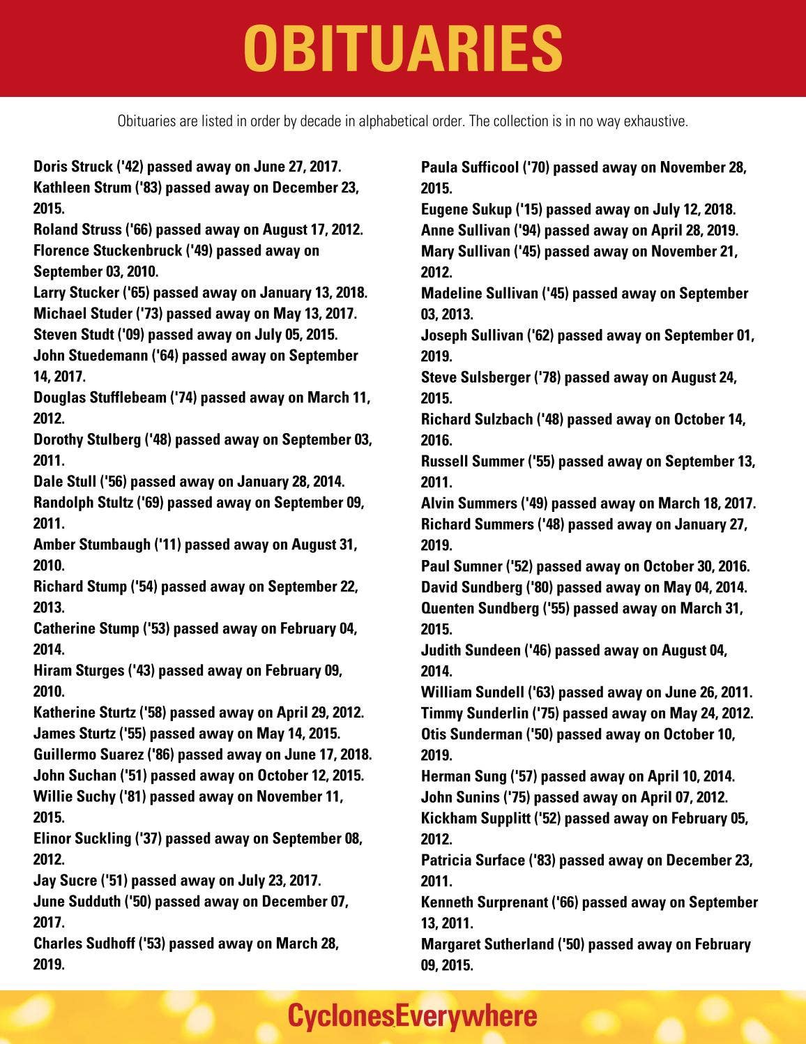 2010-2019 Obituaries by Iowa State University Alumni Association - Issuu