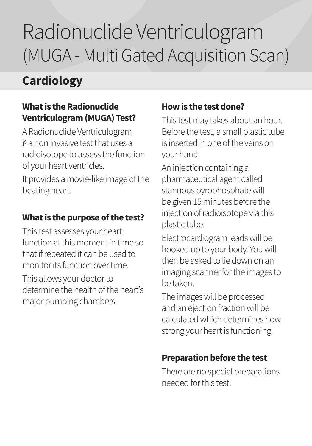 Radionuclide Ventriculogram (MUGA) Test by KTPH_YCH - Issuu
