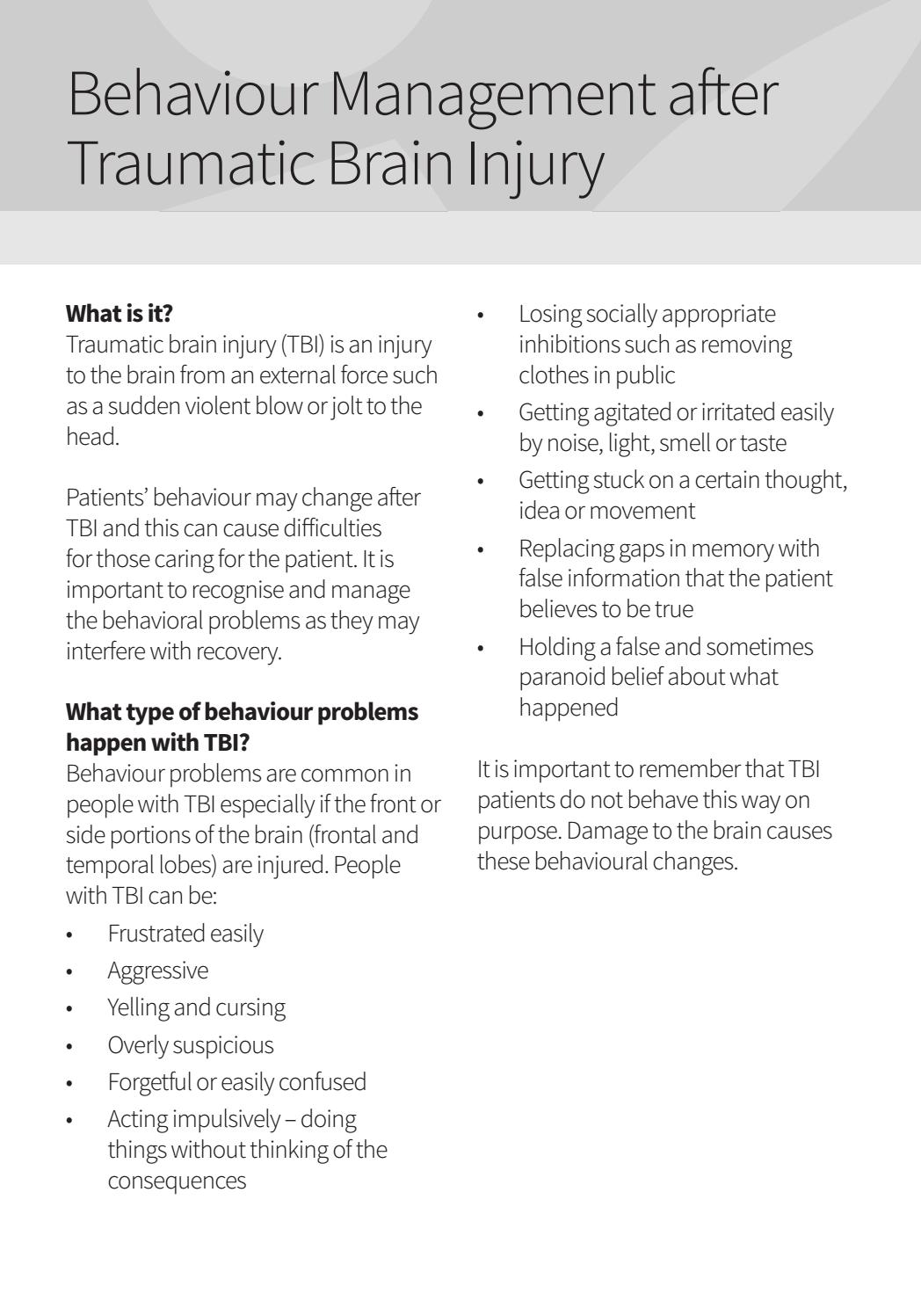 Behaviour Management after Traumatic Brain Injury by Yishun Health - Issuu